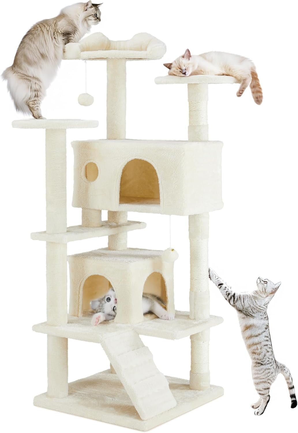 THTGCD 54 Inches Cat Tree Tower for Indoor Cats, Cat Tree Tower Condo ...