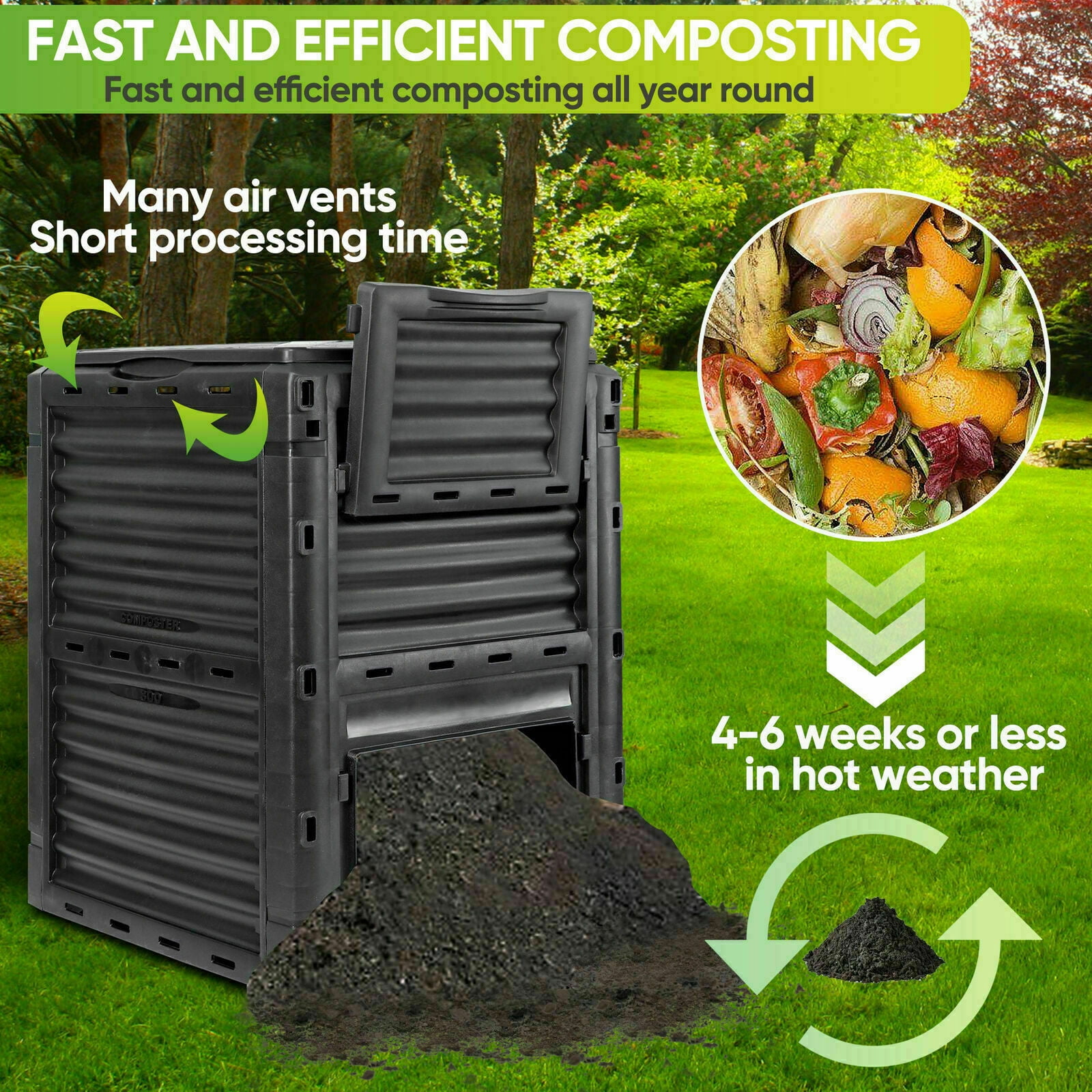 THTGCD 80 Gallon Compost Bin - Durable Garden Composter for Backyard ...