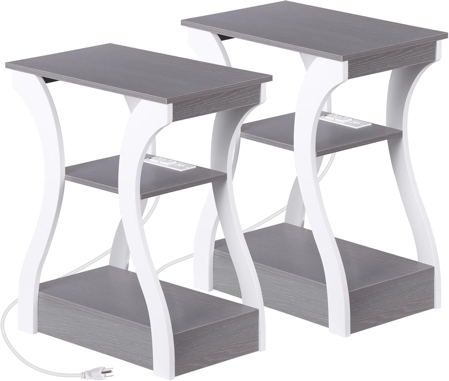 THTGCD End Tables Set of 2 with Charging Station, Side Table with USB ...