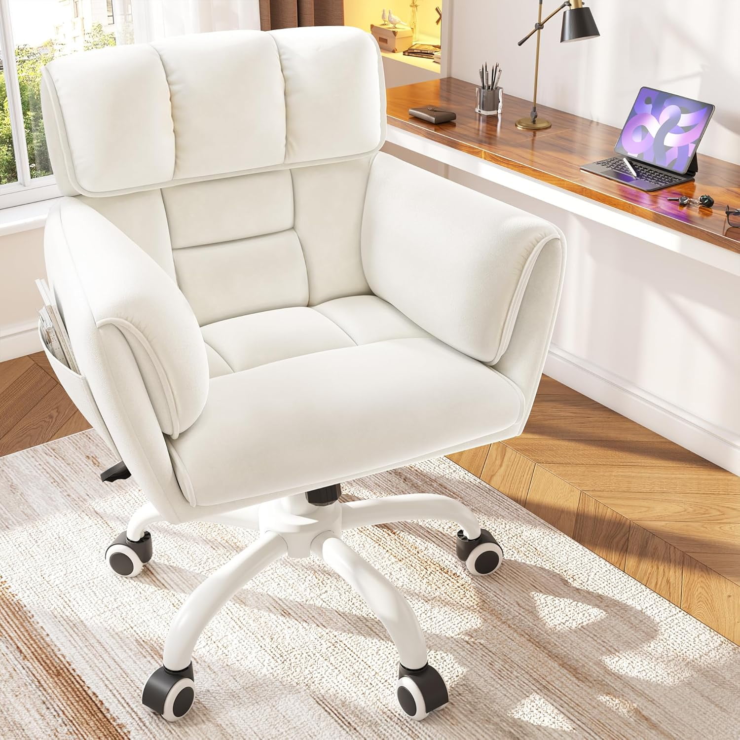 THTGCD Home Office Chair with Wheels Skin-Friendly Material,Modern Cute ...