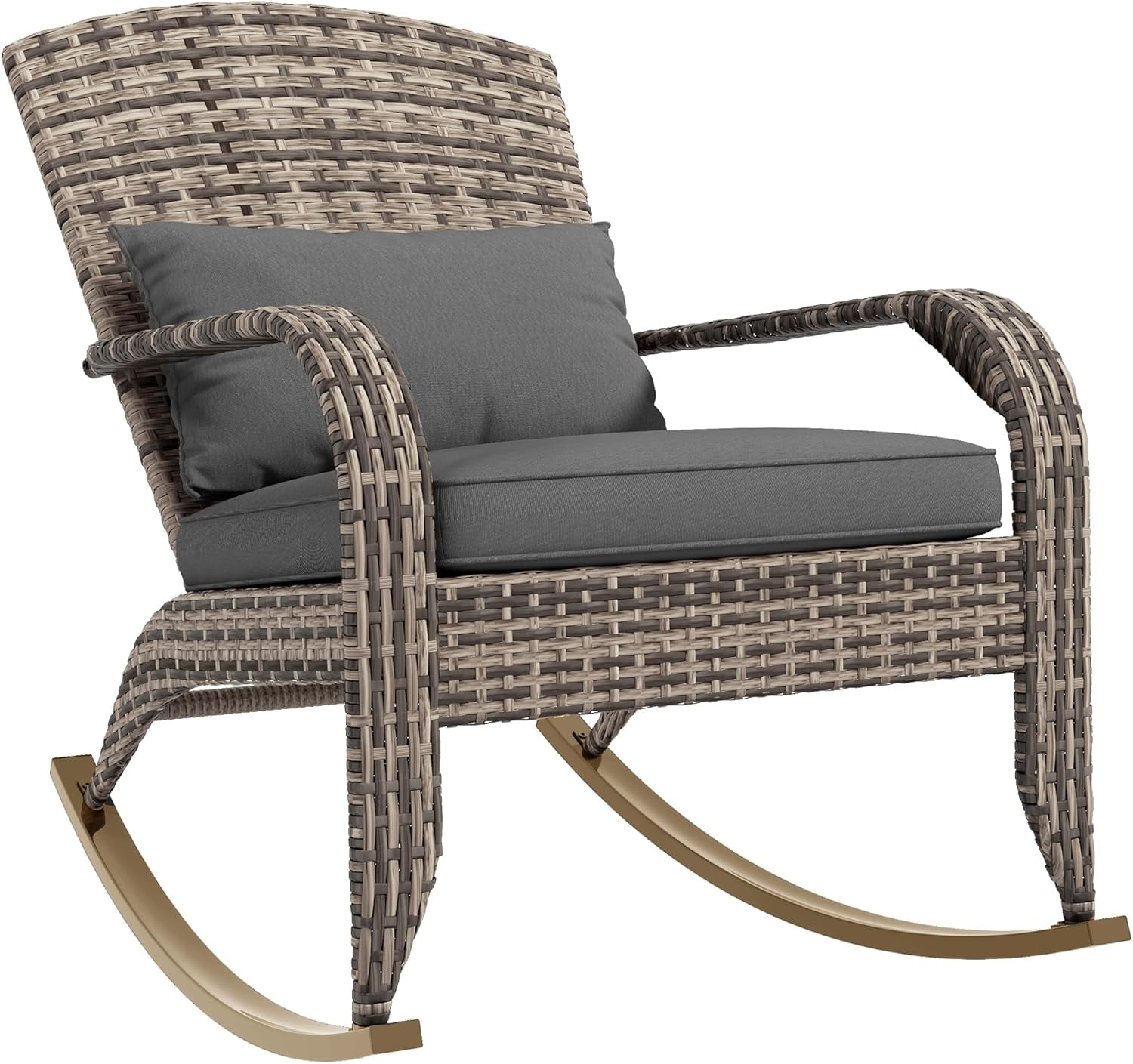 THTGCD Outdoor Wicker Adirondack Rocking Chair, Patio Rattan Rocker ...