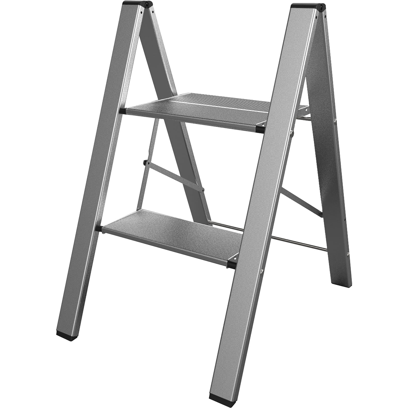 THTGCD Ultra-Slim Aluminum Two Step Folding Utility Step Ladder, Wide ...