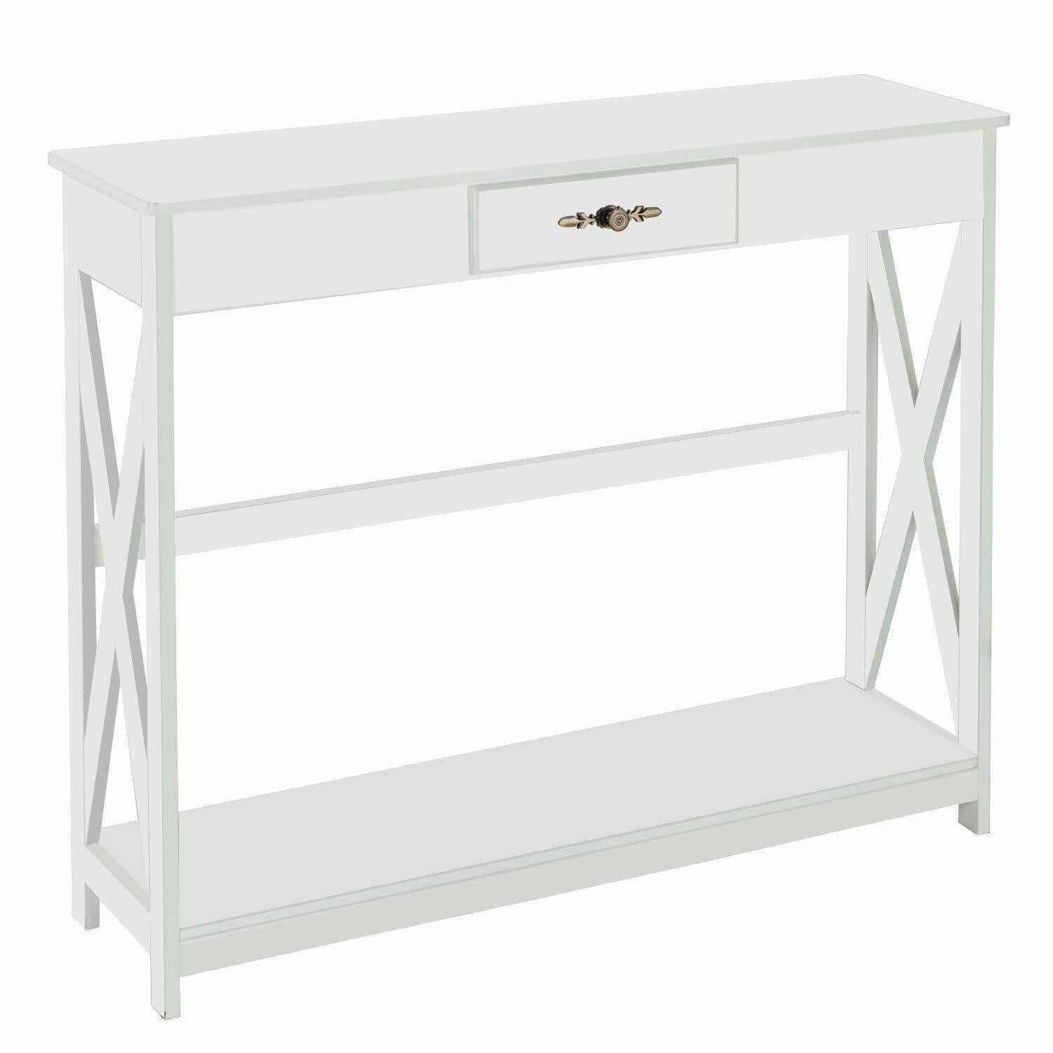 THTGCD White Console Table with Drawer - Entryway Sofa Table, Storage ...