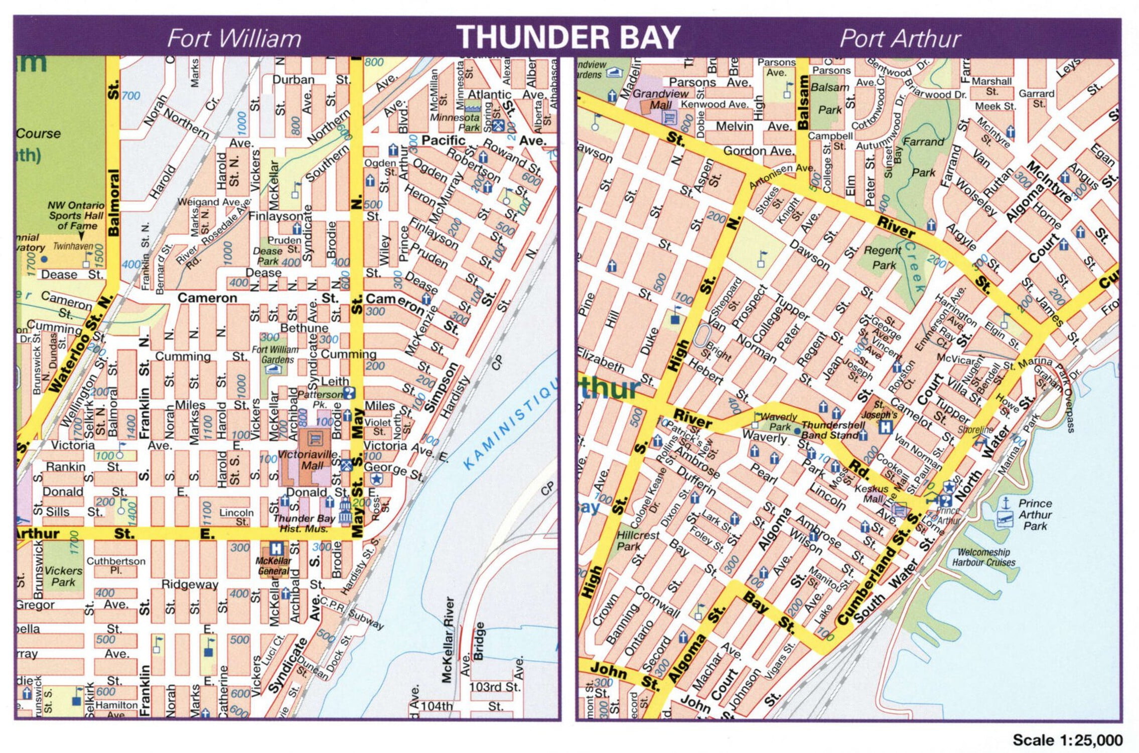 Thunder Bay Ontario Canada Map Glossy Poster Picture Photo Print Banner ...