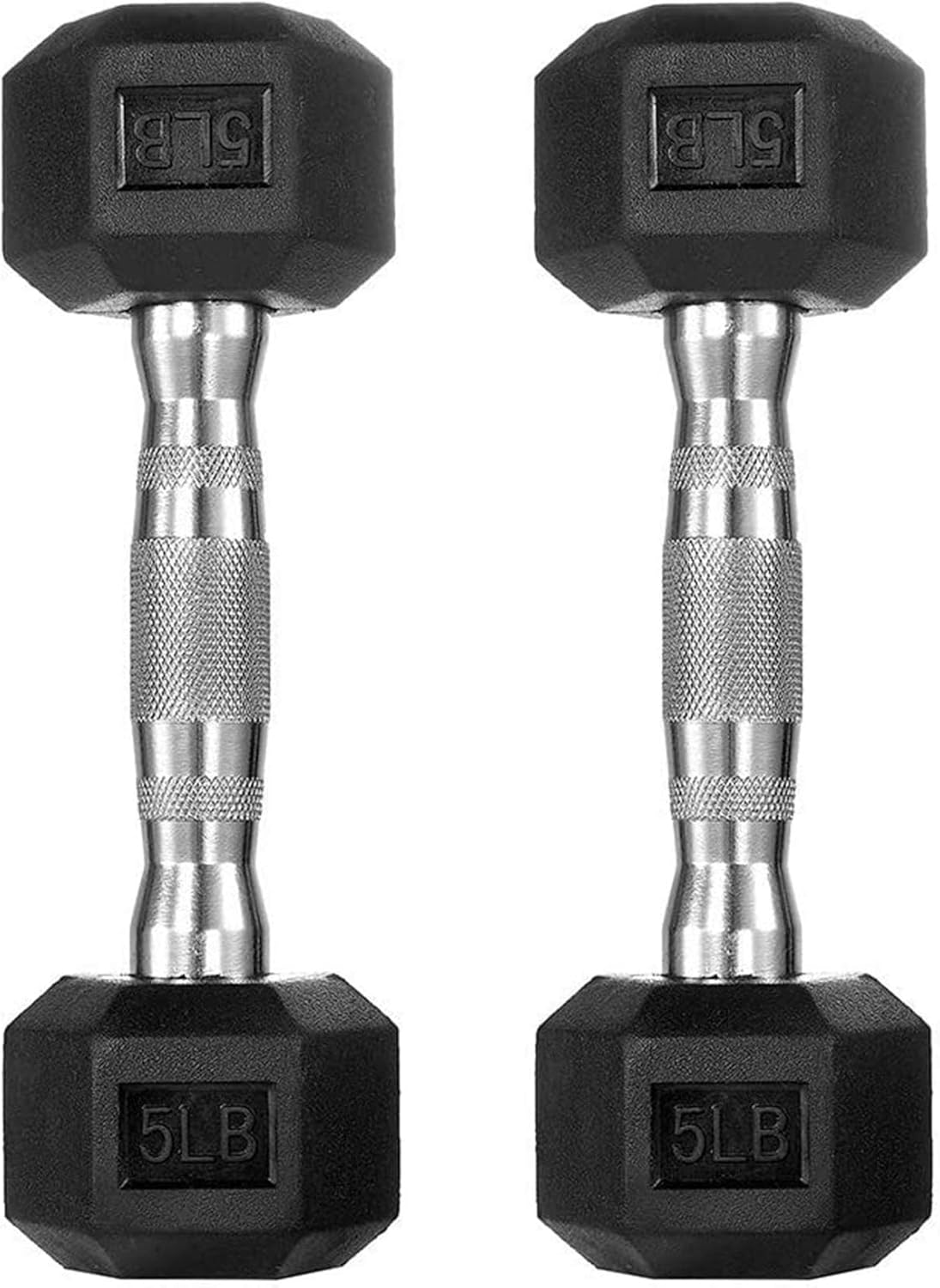 THUNDERBAY Rubber Coated Cast Iron Hex Dumbbell Weights(in Pairs) (5 ...