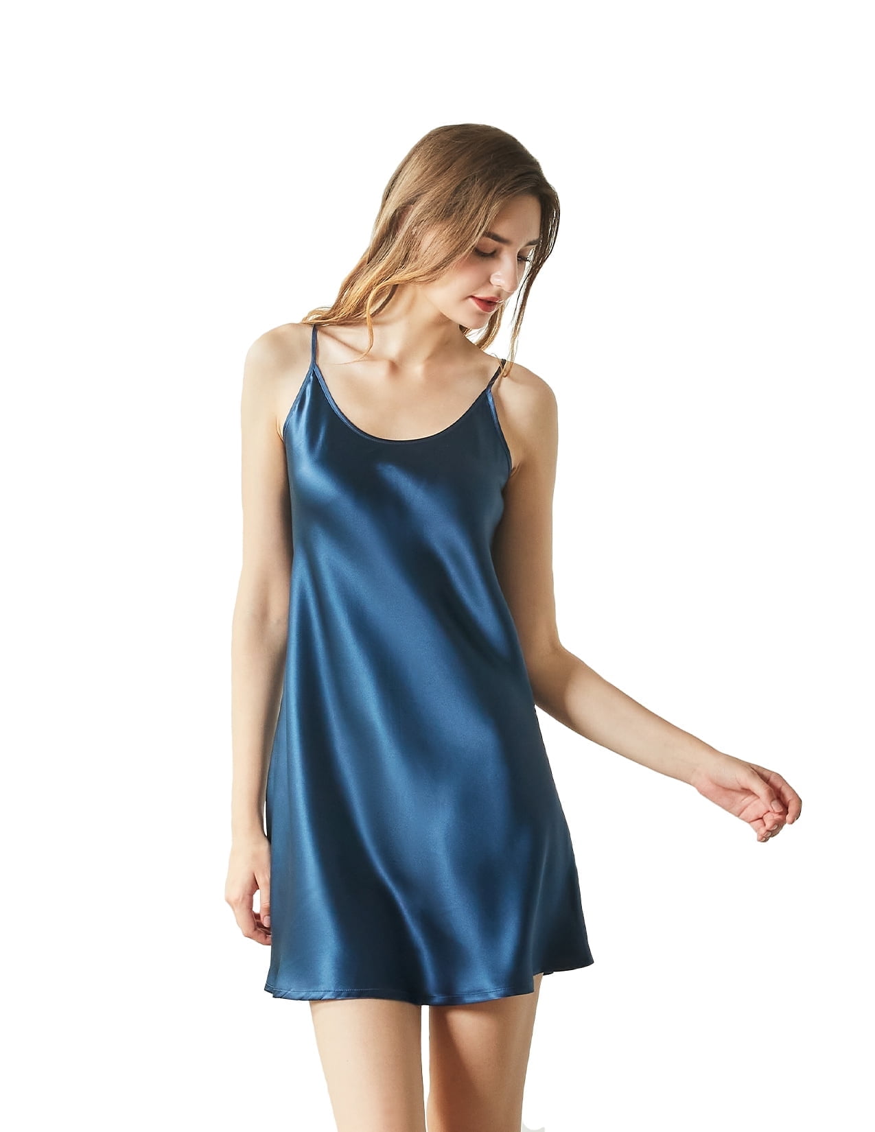 THXSILK 100% Mulberry Silk Nightgown for Women, 22 Momme Silk Sexy Lingerie, Sleeveless Slip ...