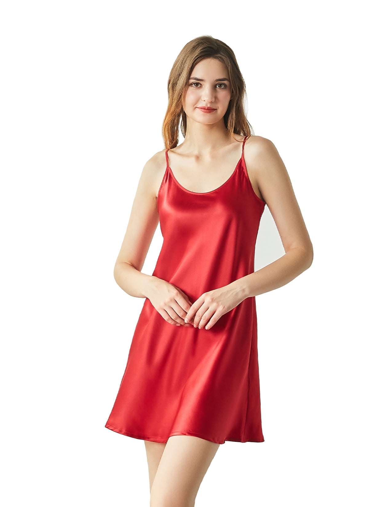 THXSILK 100% Mulberry Silk Nightgown for Women, 22 Momme Silk Sexy Lingerie, Sleeveless Slip ...