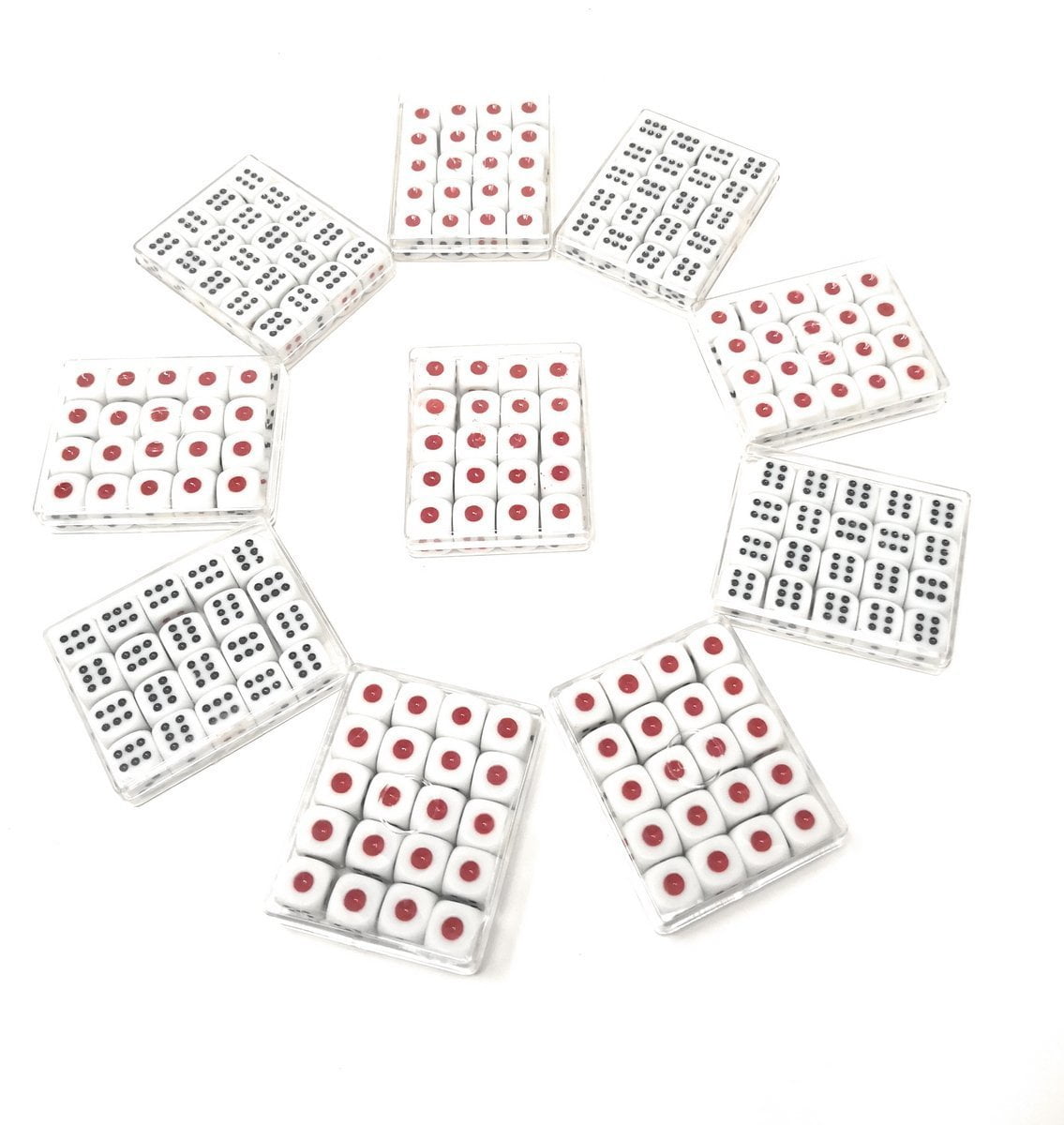THY COLLECTIBLES 12mm White Dice with Black & Red Pips Dots for Board ...