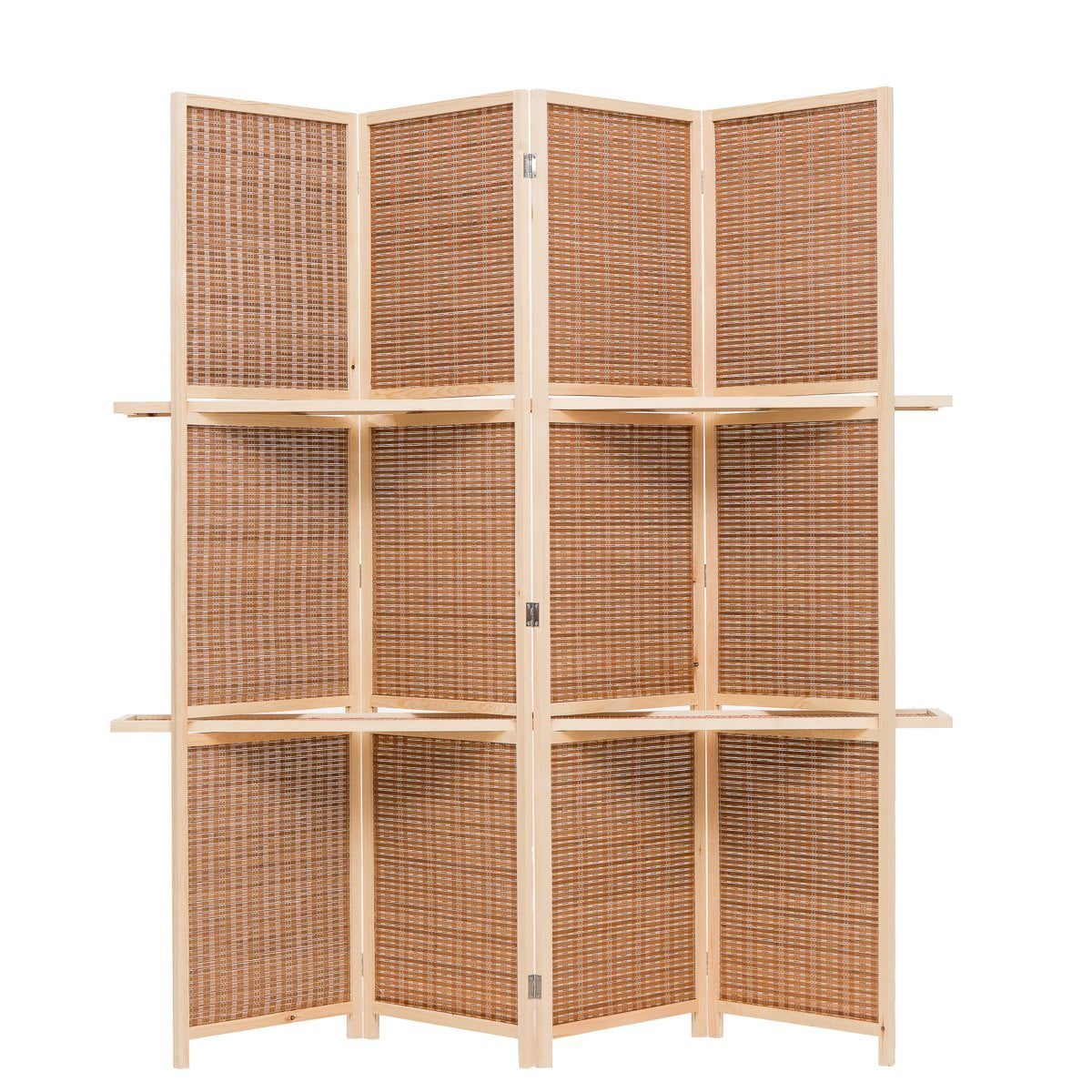 THY COLLECTIBLES Freestanding Wood Frame Woven Bamboo 4 Panels Hinged ...