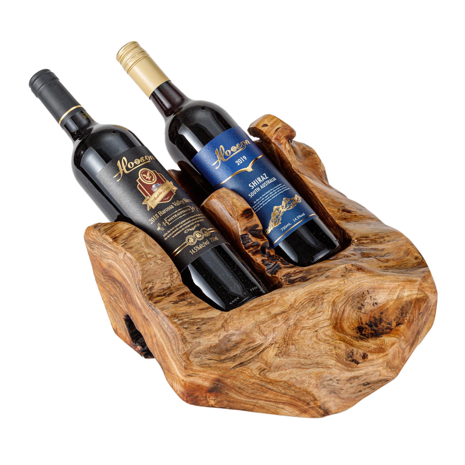 THY COLLECTIBLES Handcarved Wooden Root Wine Bottle Holder, Natural ...