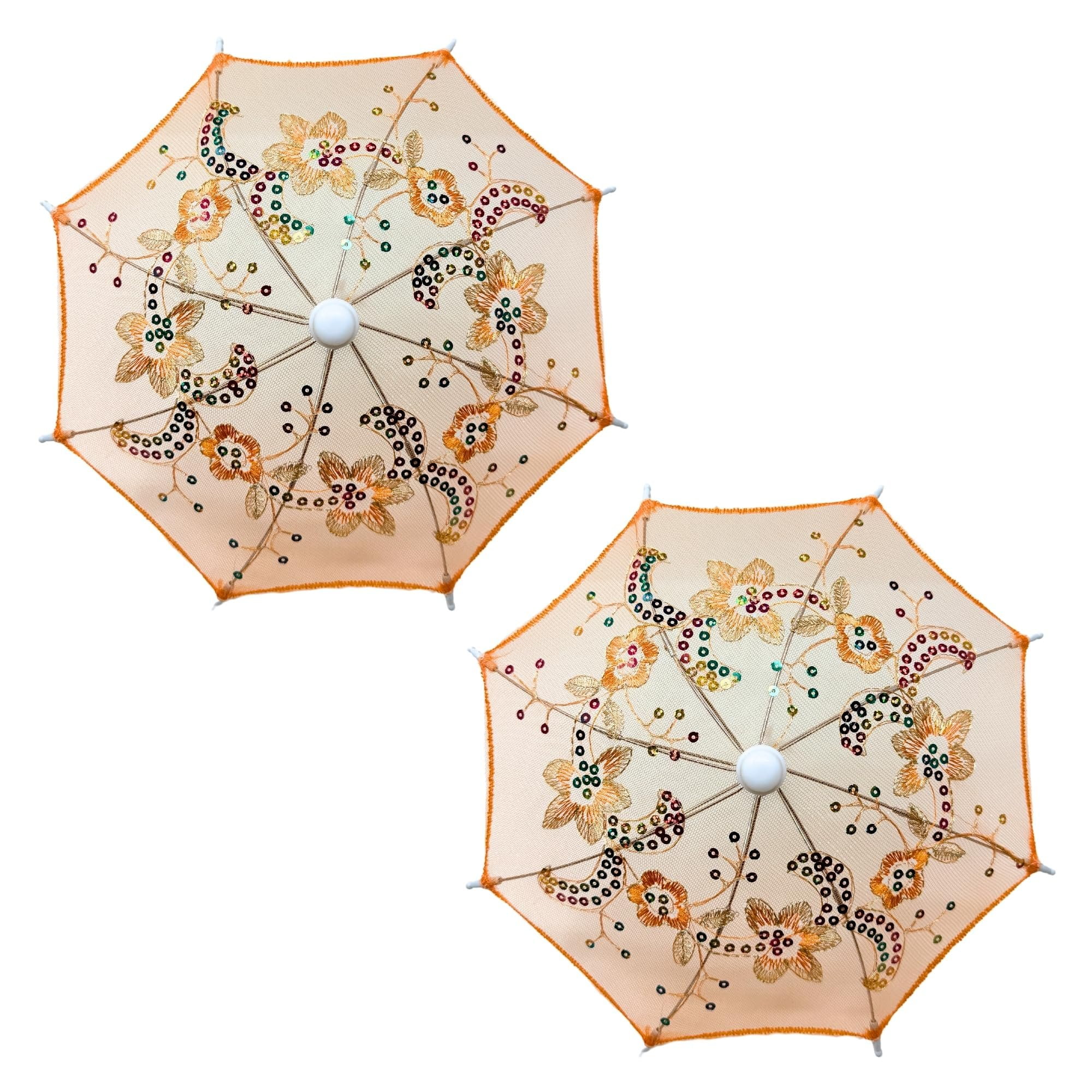THY COLLECTIBLES Pack of 2 Mini Lace Umbrella Parasols with Sequins ...