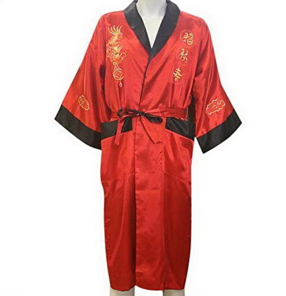 THY COLLECTIBLES Unisex Reversible Silk Satin Robe Kimono Relaxation ...