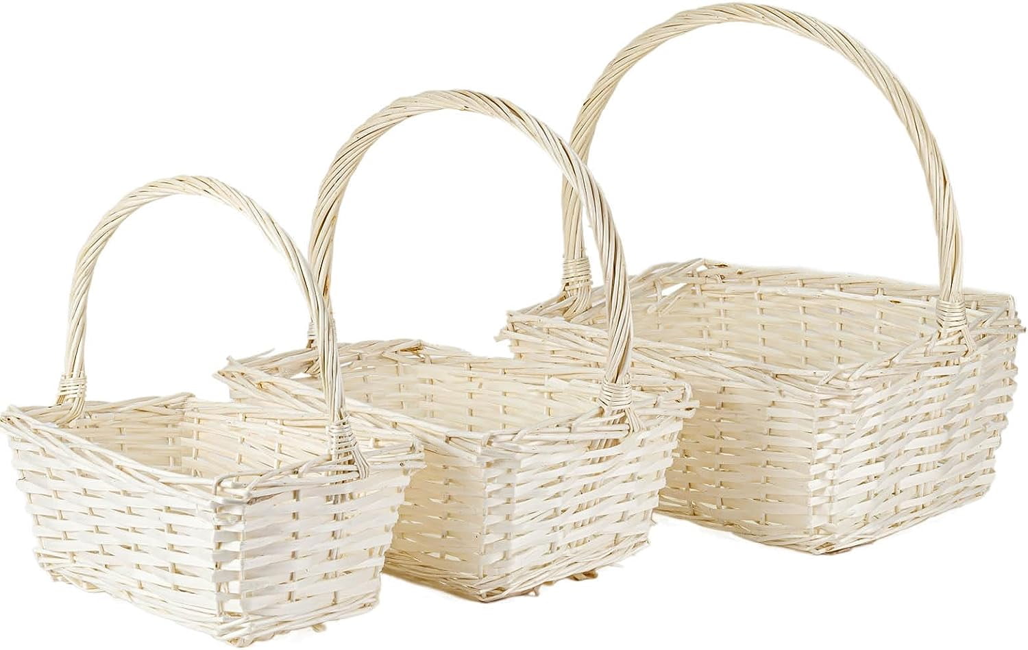 THY Collectibles Set of 3 Hand Woven Wicker Rattan Flower Baskets with ...