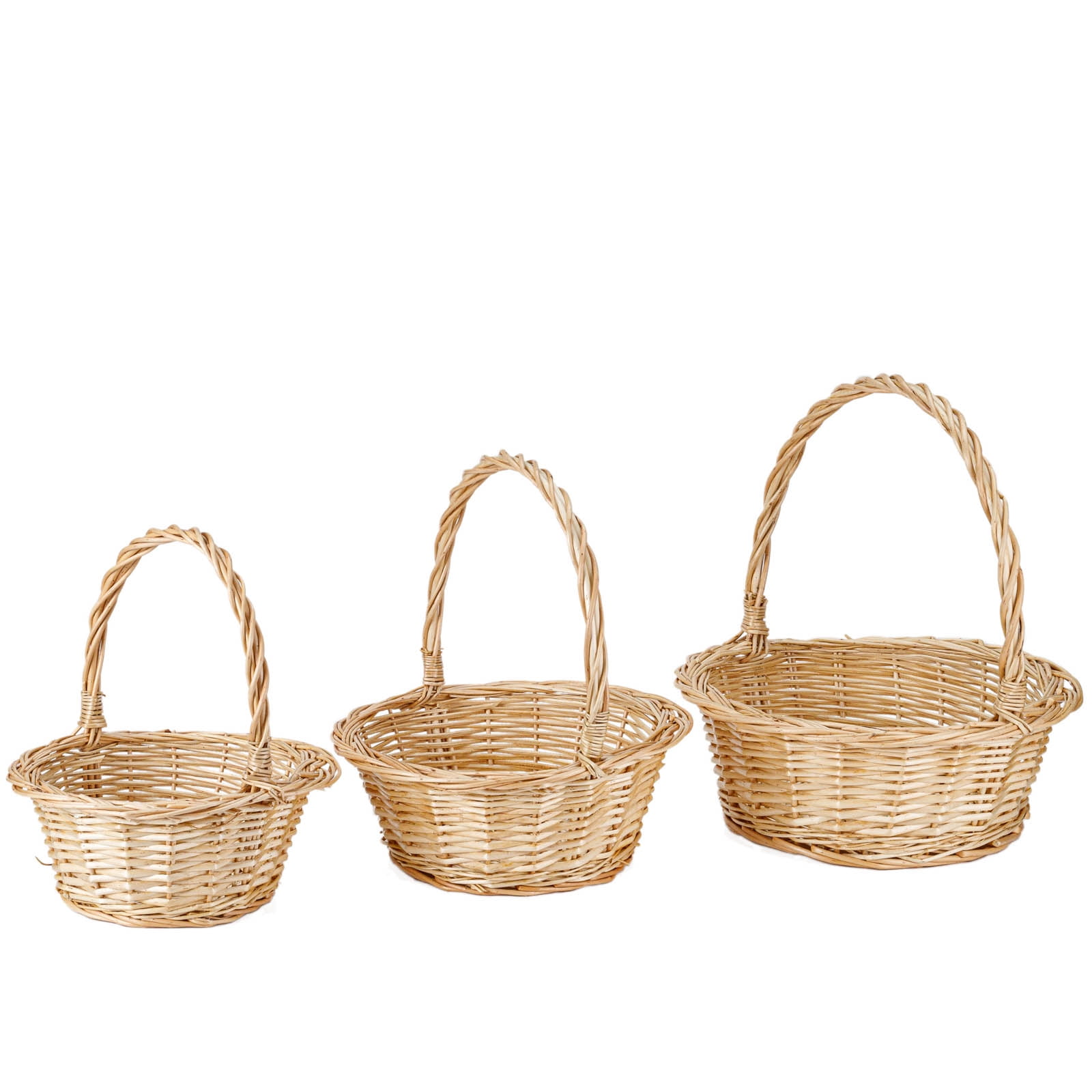 THY Collectibles Set of 3 Hand Woven Wicker Rattan Flower Baskets with ...