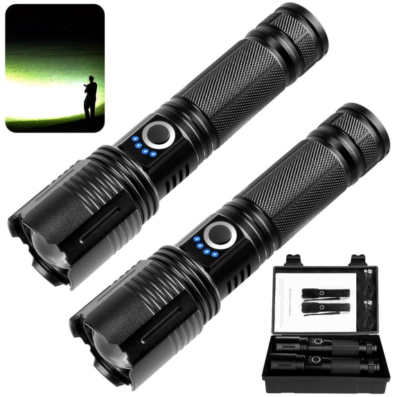 THY TRY 2 Pack Rechargeable Flashlights 90000 High Lumens, Super Bright ...