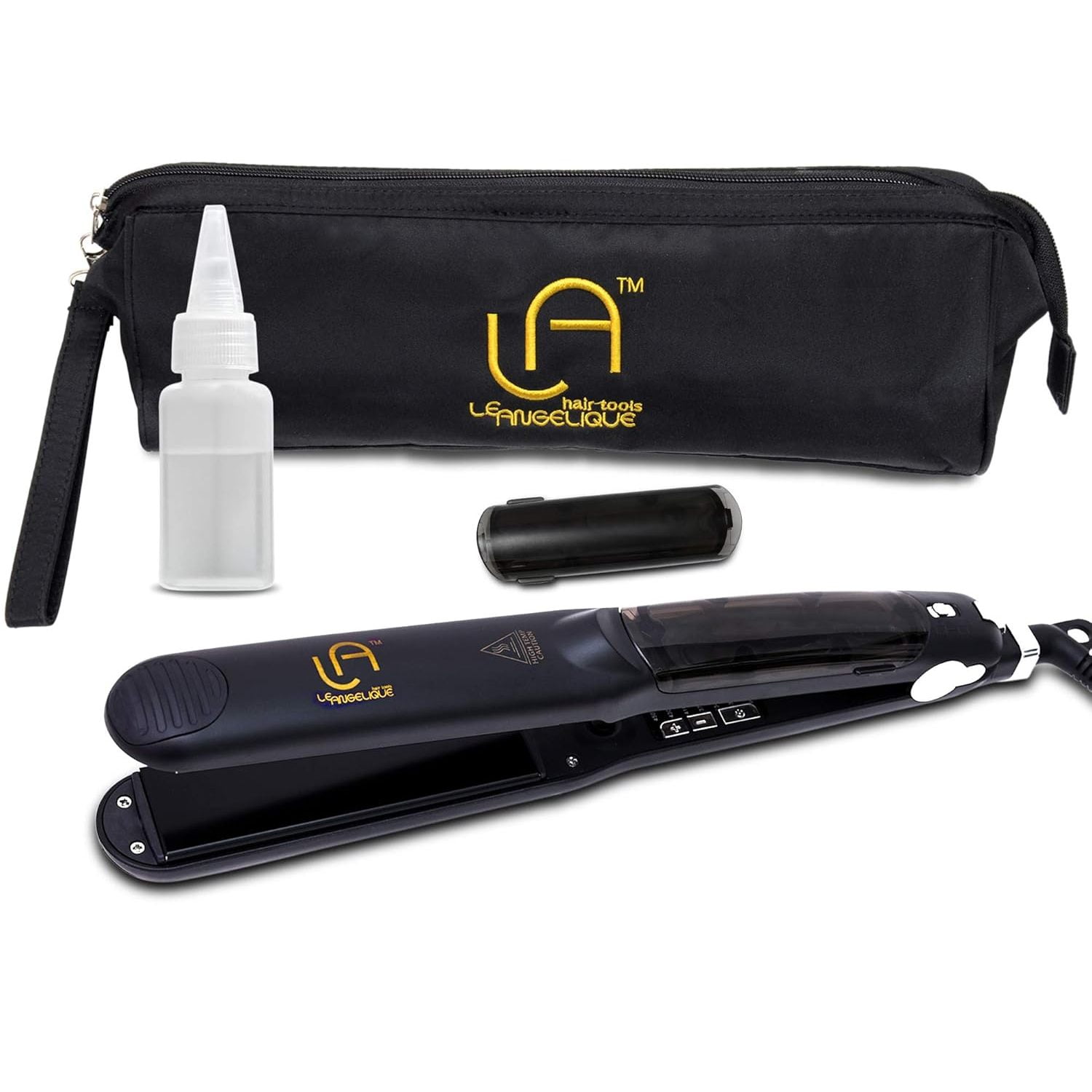 THYF Professional Steam Hair Straightener - 2-in-1 Flat Iron Steamer - Silk Press Results ...