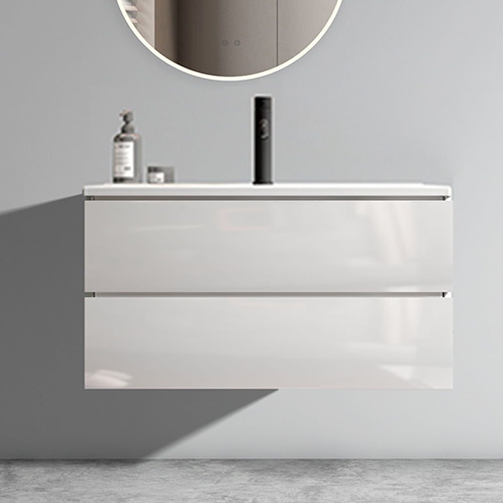 TIA 36" Wall Mount Glossy White Bathroom Vanity with Ceramic Sink with ...