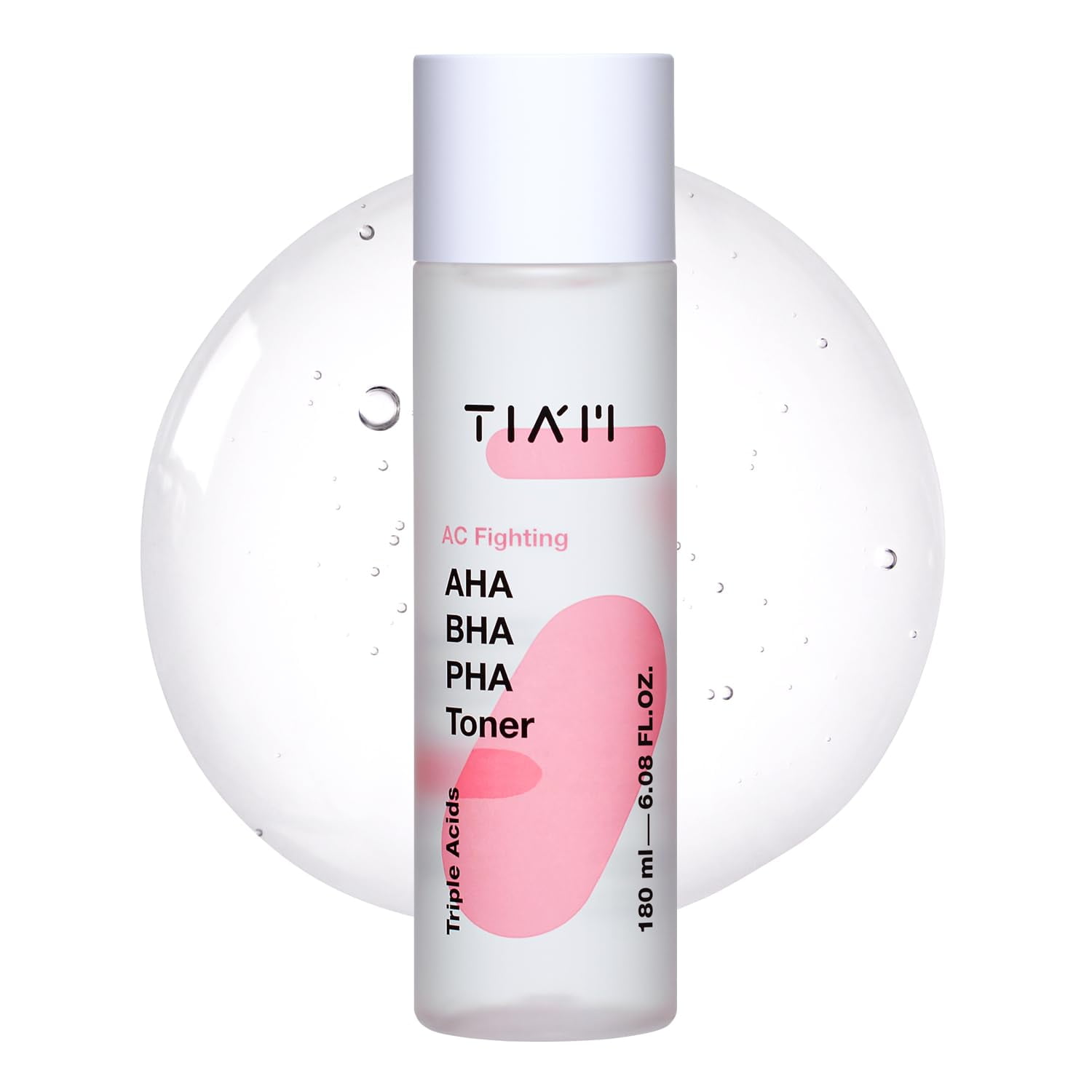 TIA'M AC Fighting AHA TMA2 BHA PHA Toner, 6.08 fl oz, Gentle Exfoliating Toner for Pore Care ...