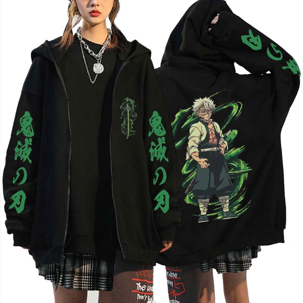TIANCHU Shinazugawa Sanemi Anime Zip Up Hoodie - Unisex Oversized ...