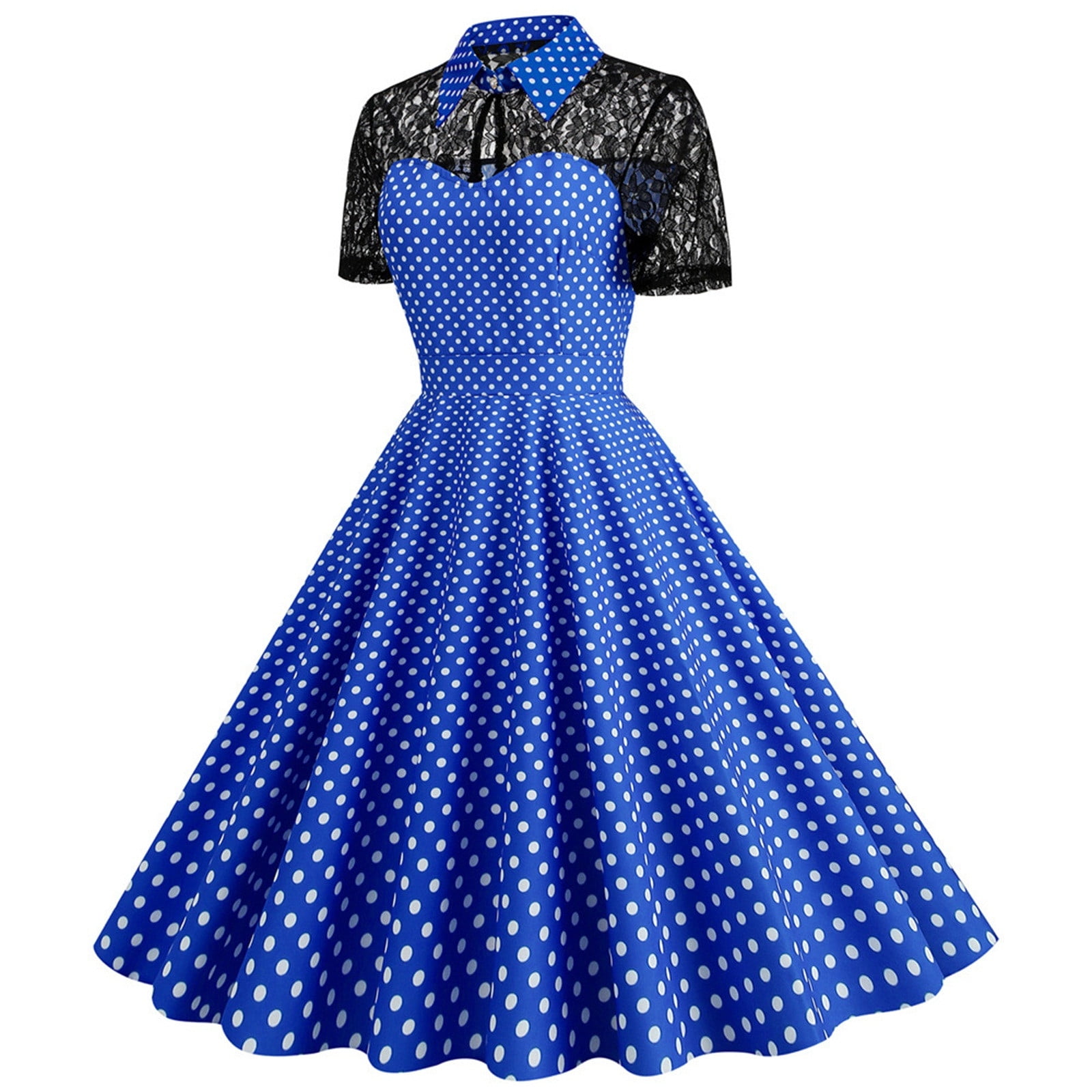 TIANEK Female Formal Dress Polka Dot Floral Glamorous Ball Prom Gown ...