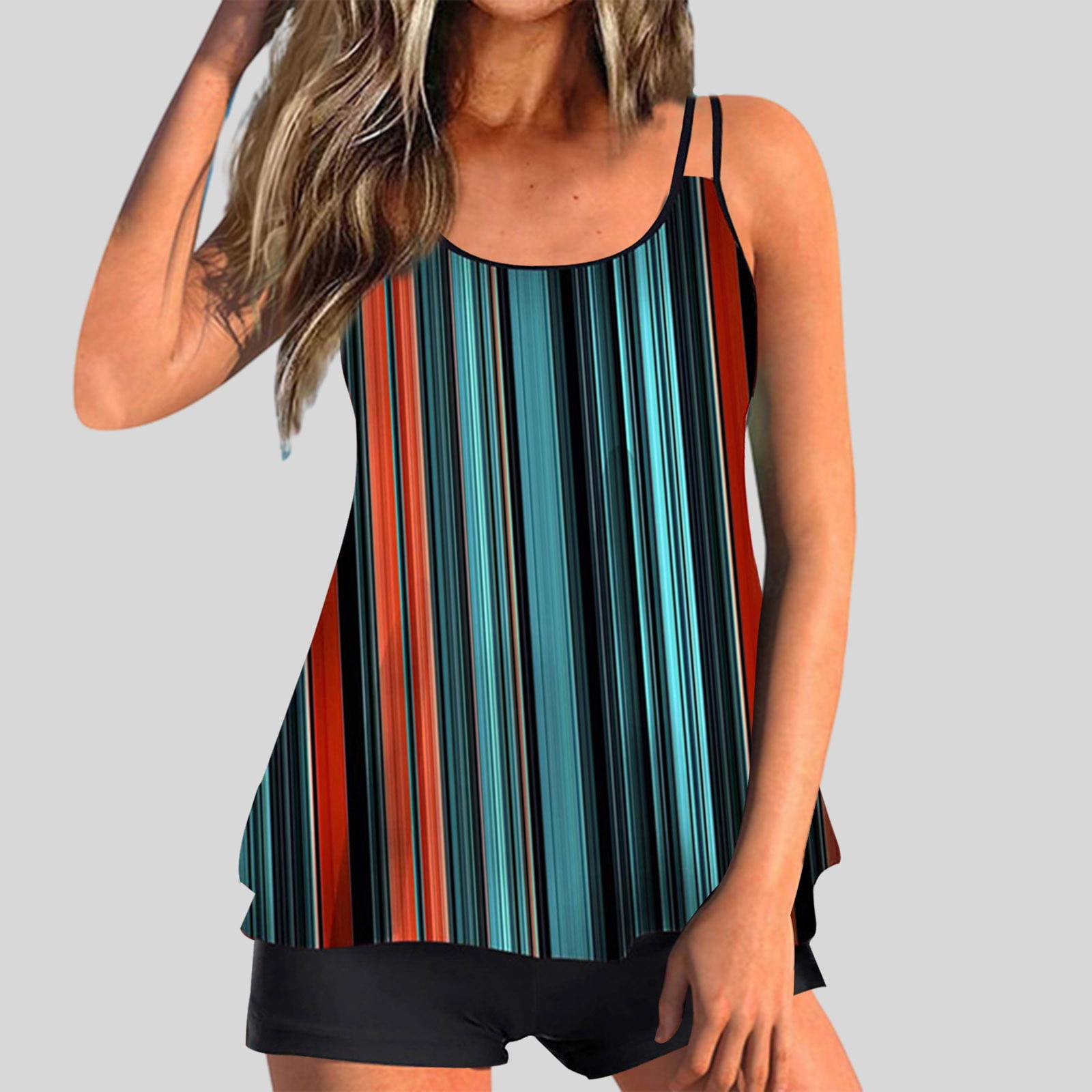 TIANEK Modest Women Swimsuit Tankini Two Piece Pools Tie Dye Summer ...