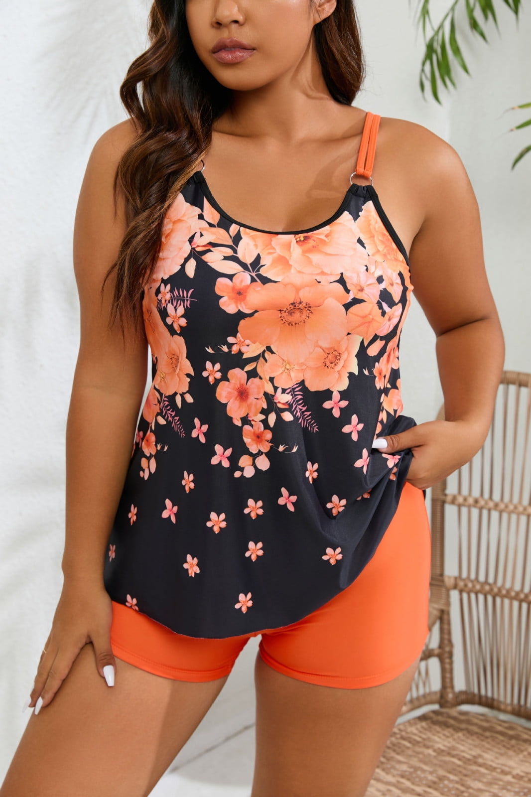 CALAFEBILA Swimsuit Girls 2 Piece Modest Tankini Floral Print Summer ...