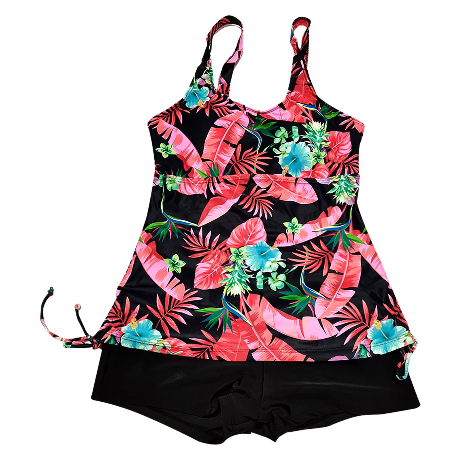CALAFEBILA Swimsuit with Shorts Modest Two Piece Tankini Summer Floral ...