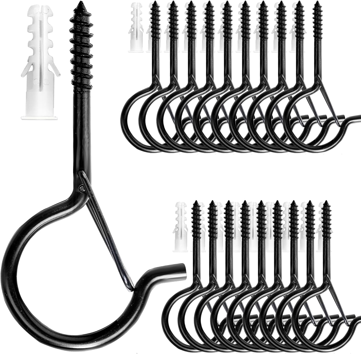TIANFU 20 PCS Q Hanger Hooks with Safety Buckle, Windproof Screw Hooks ...