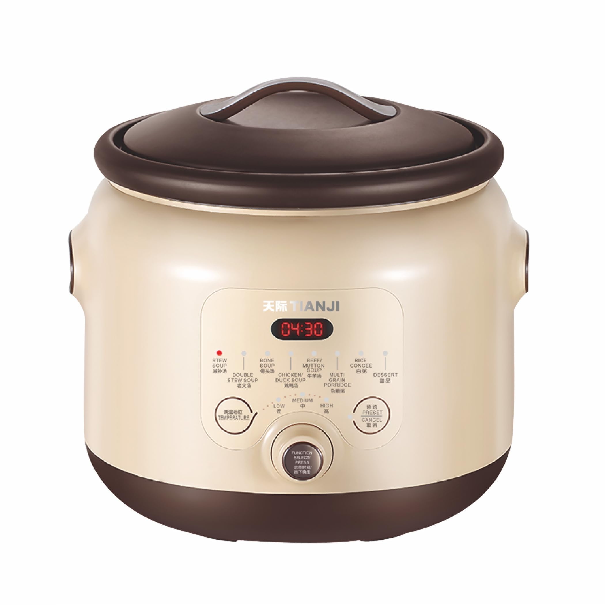 TIANJI Electric Stew Pot DGD40-40SED, Purple Clay Inner Pot Ceramic ...