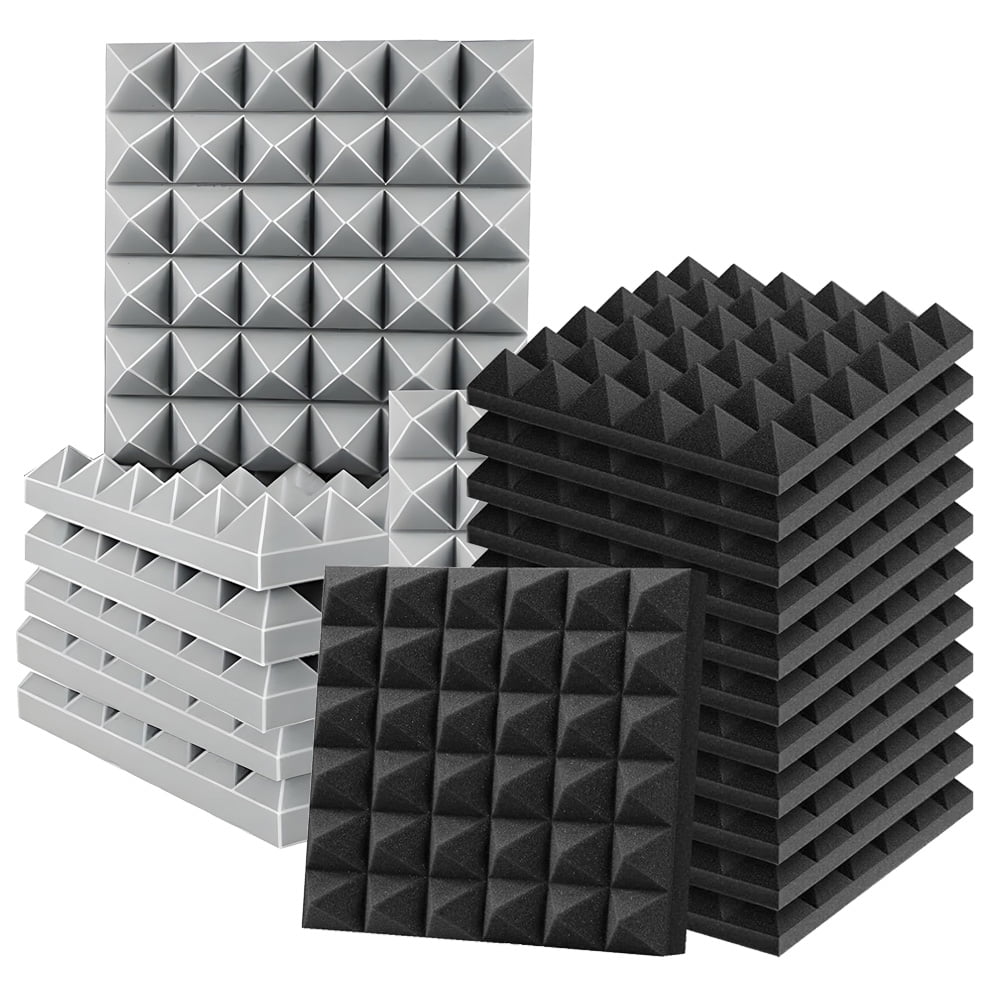TIANLAIMEI 12"x12"x2" Pyramid Acoustic Foam Sound Proof Wall Panels ...
