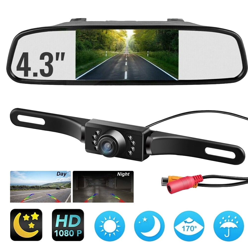 TIANLAIMEI Backup Camera Mirror HD 1080P + 4.3 inch Car Reverse Parking ...