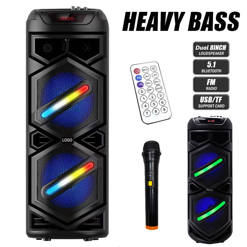 TIANLAIMEI 6000W Bluetooth PA Speaker, Dual 8 inch Subwoofer, Heavy ...