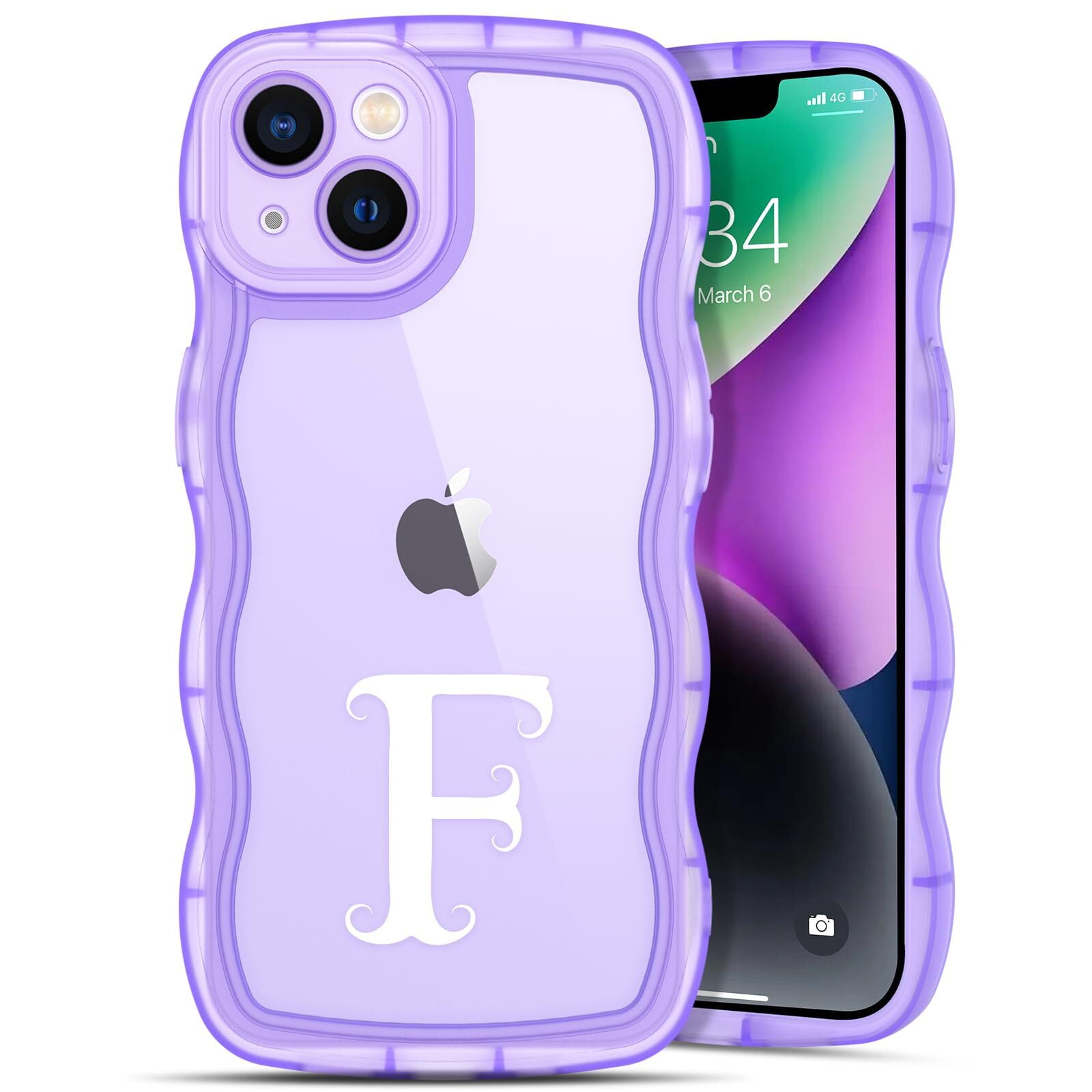 TIANLI Compatible with iPhone 13 Case: A-Z Initials Personalized Apple ...