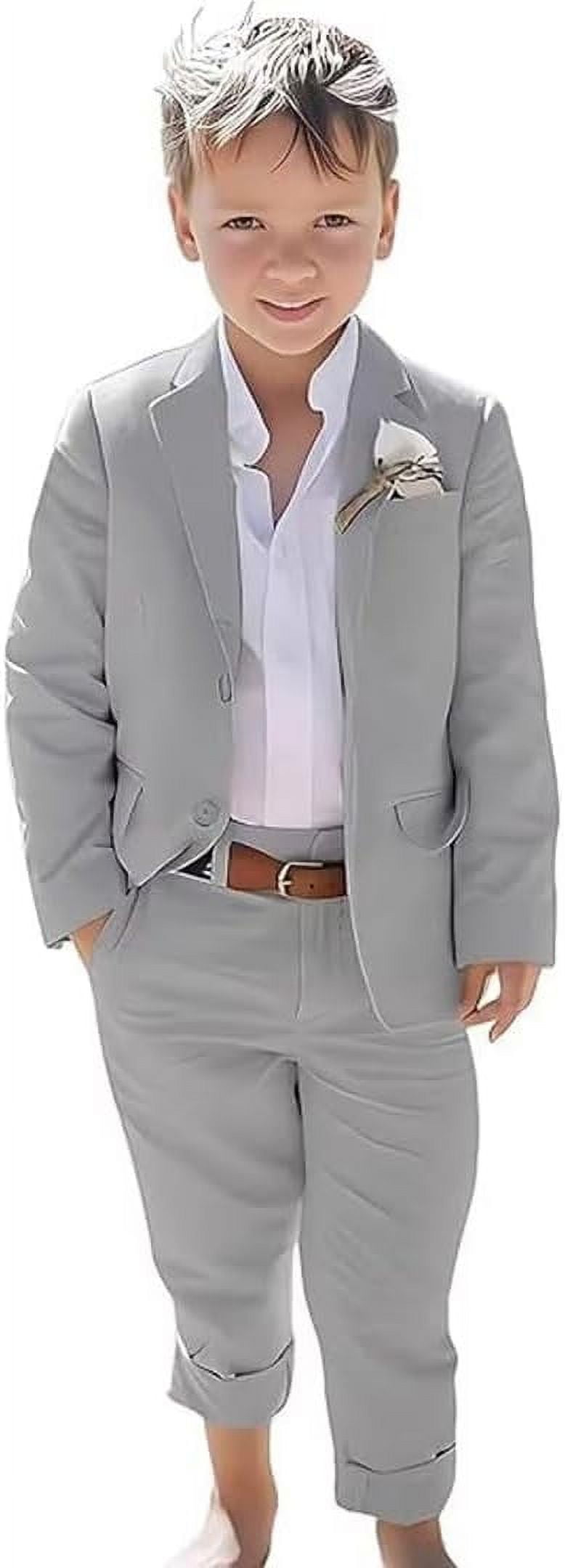 TIANMEI Linen Boys Suit Beach Wedding Suit Summer Slim Fit 2 Pieces ...