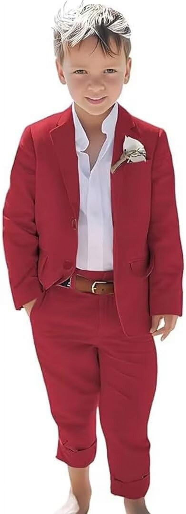 TIANMEI Linen Boys Suit Beach Wedding Suit Summer Slim Fit 2 Pieces ...