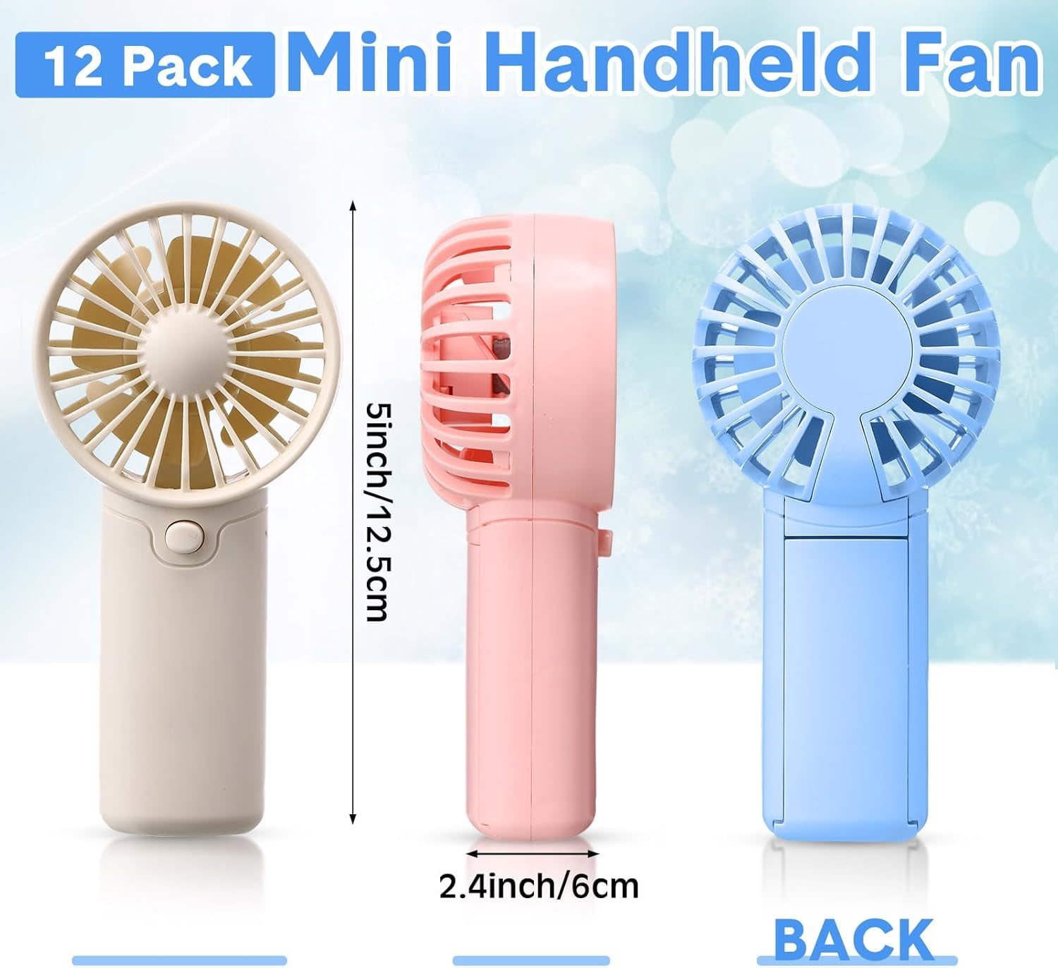 TIANMZC-12 Pcs Mini Portable Fan Handheld Battery Operated Portable ...