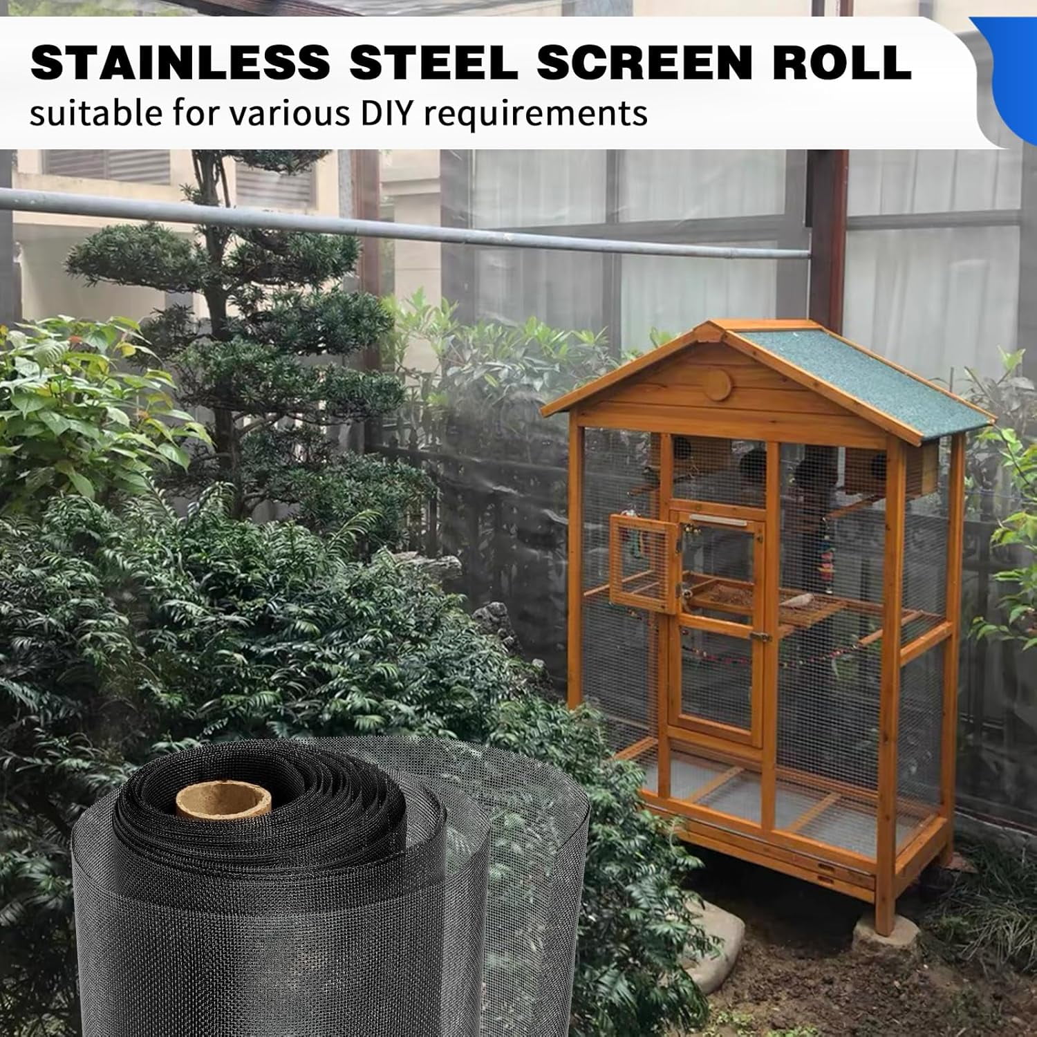 TIANMZC-304 Stainless Steel Black Window Screen Mesh Roll, 40 inch x 98 ...