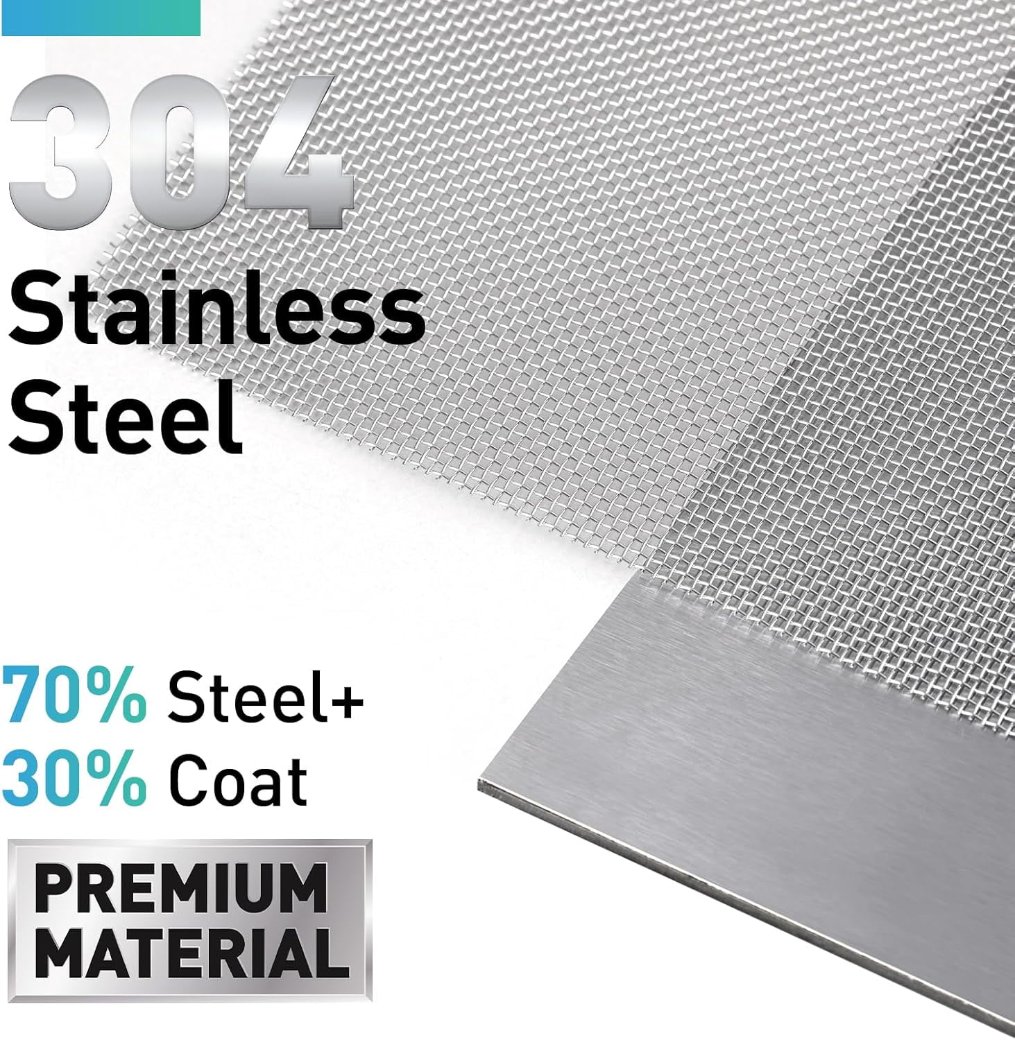 TIANMZC-304 Stainless Steel Mesh Window Screen Roll, 47IN x 16FT Silver ...