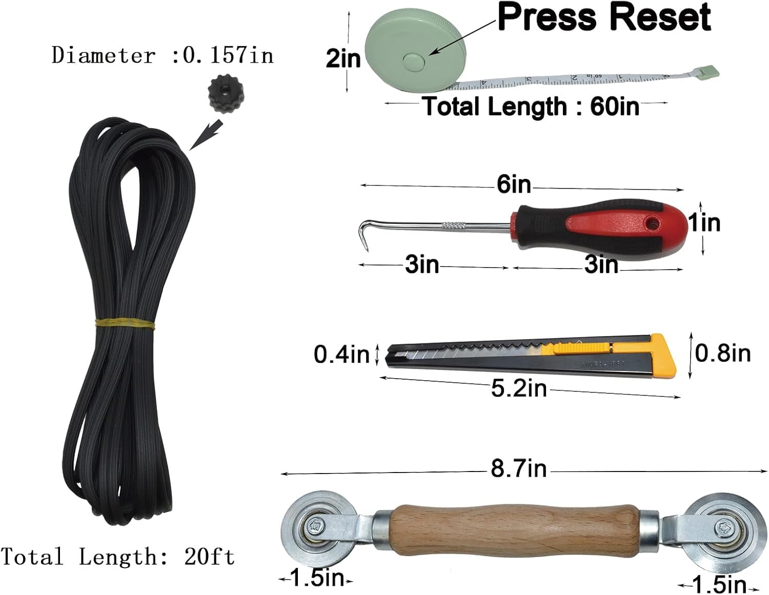 TIANMZC-39"×59" Black Fiberglass Adjustable Window Screen Mesh Repair ...