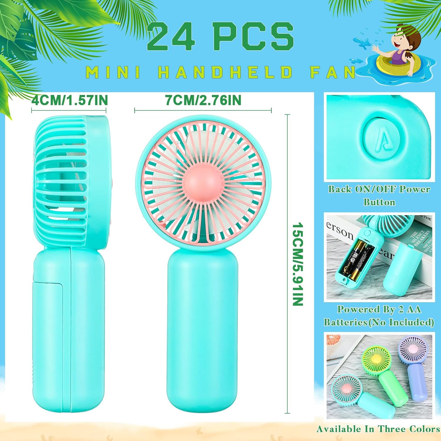 TIANMZC-48 Pcs Bulk Mini Fans Portable Handheld Fan Bulk Battery ...