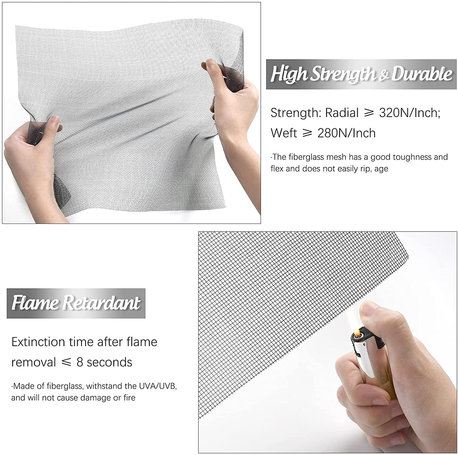 TIANMZC-48" x 106" Adjustable Window Screens, DIY Custom Fiberglass ...