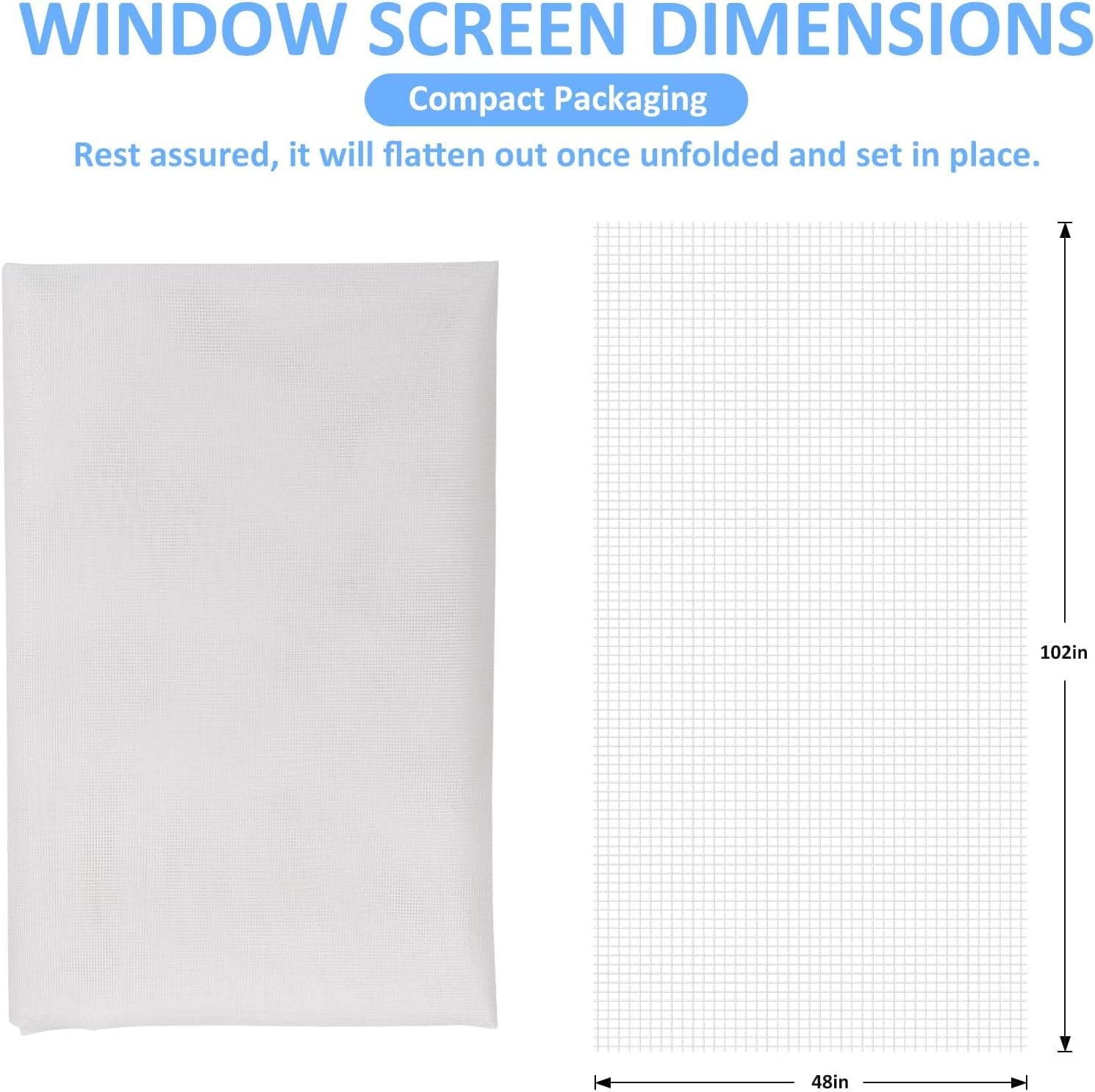 TIANMZC-48"x102" Window Screen Mesh, Fiberglass Window Screen, Screen ...