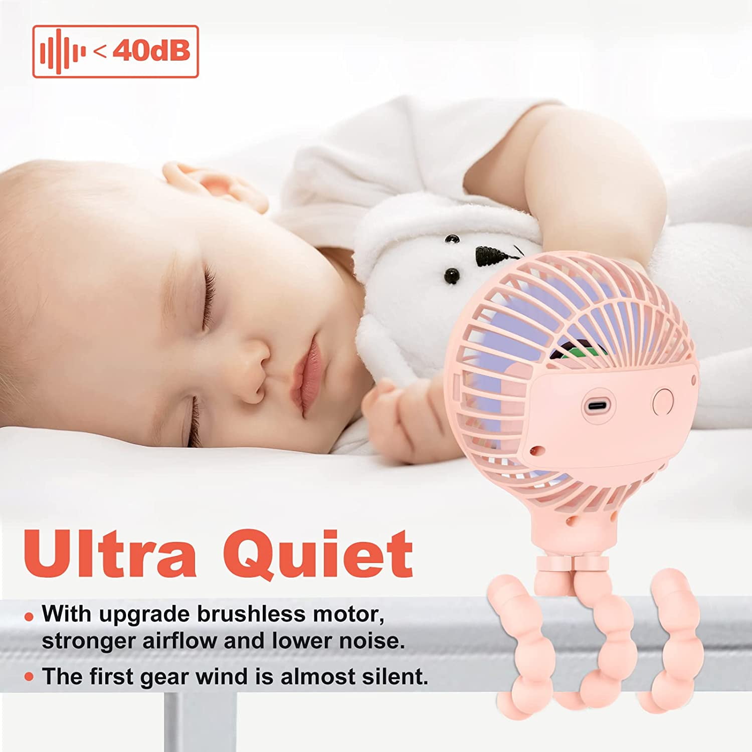 TIANMZC-Mini Handheld Stroller Fan, Personal Portable Baby Rechargeable ...