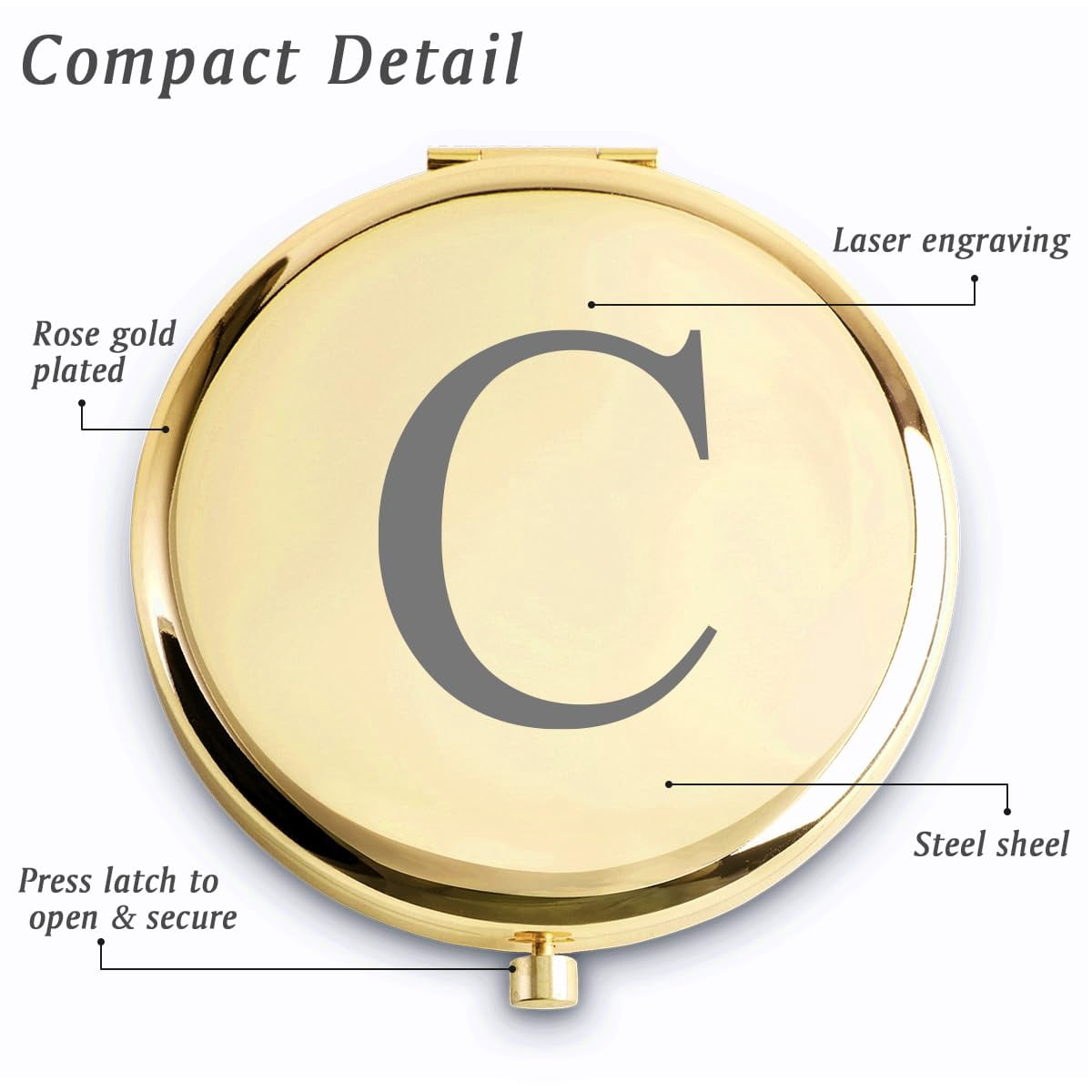 TIANMZC-Personalized Gifts for Women Girls, Initial Compact Mirror ...