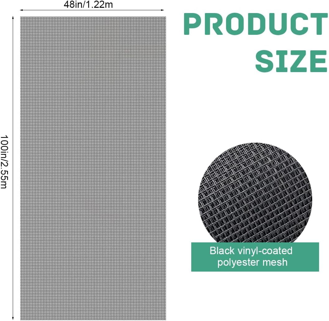 TIANMZC-Pet Proof Window Screen Replacement 48"x100" Adjustable Thicken ...