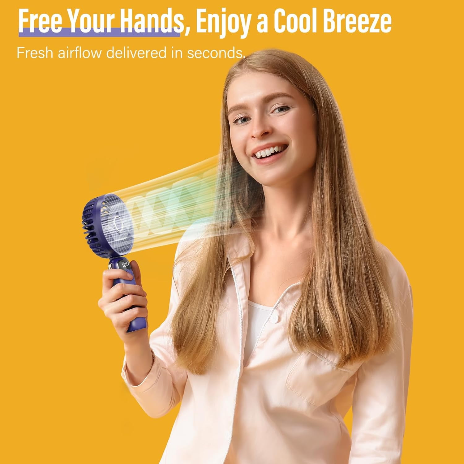 TIANMZC-Portable Handheld Fan: 1200mAh battery, LED display, 3-in-1 design (Handheld/Neck/Desk ...