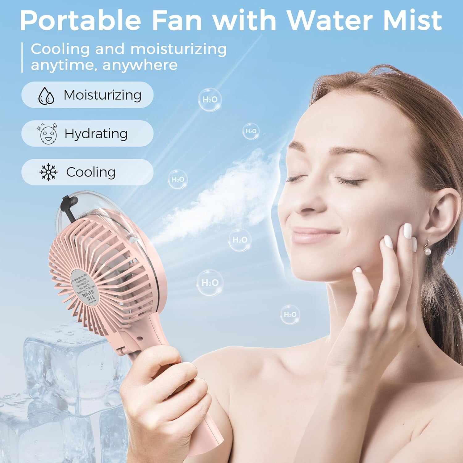 TIANMZC-Portable Handheld Misting Fan, 3000mAh Rechargeable Battery ...