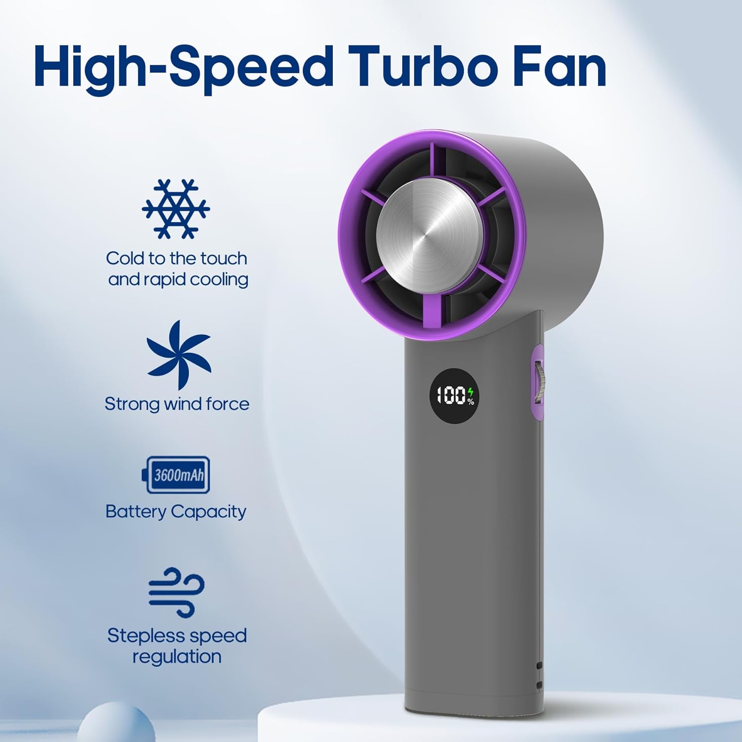 TIANMZC-Portable Handheld Turbo Fan,100 Speeds Adjustable Mini Personal ...