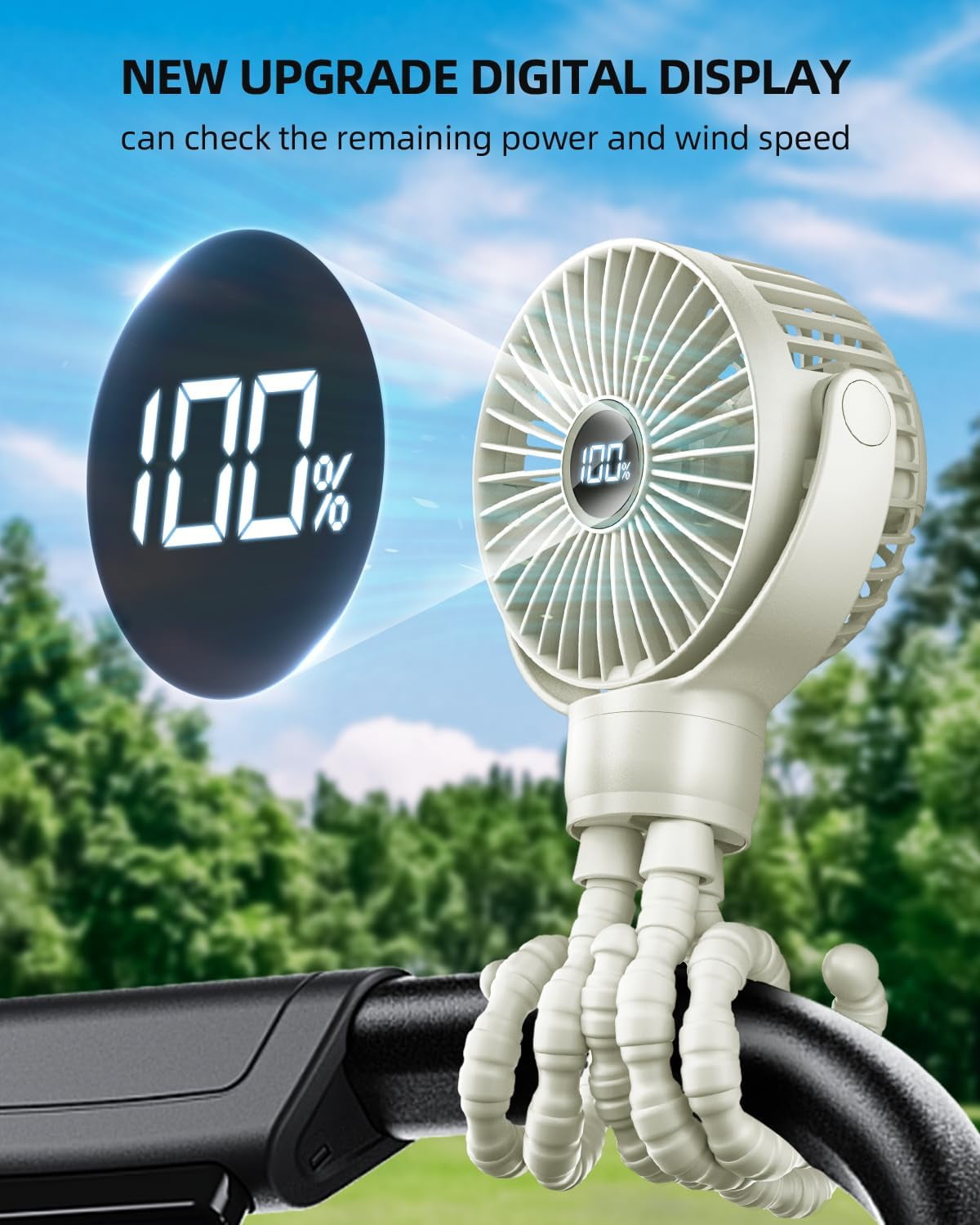 TIANMZC-Portable Stroller Fan, Mini Baby Fan Battery Operated, LED ...