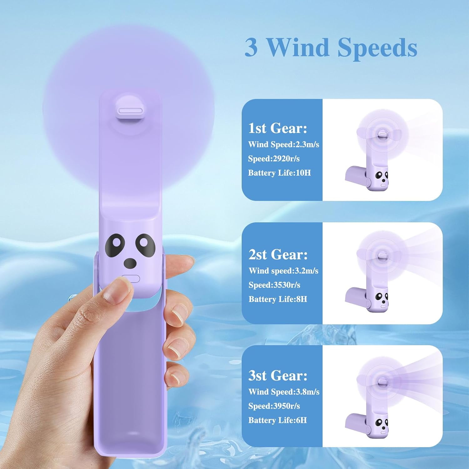 TIANMZC-Rechargeable Handheld Mini Fan,3-in-1 Portable Pocket Fans with ...